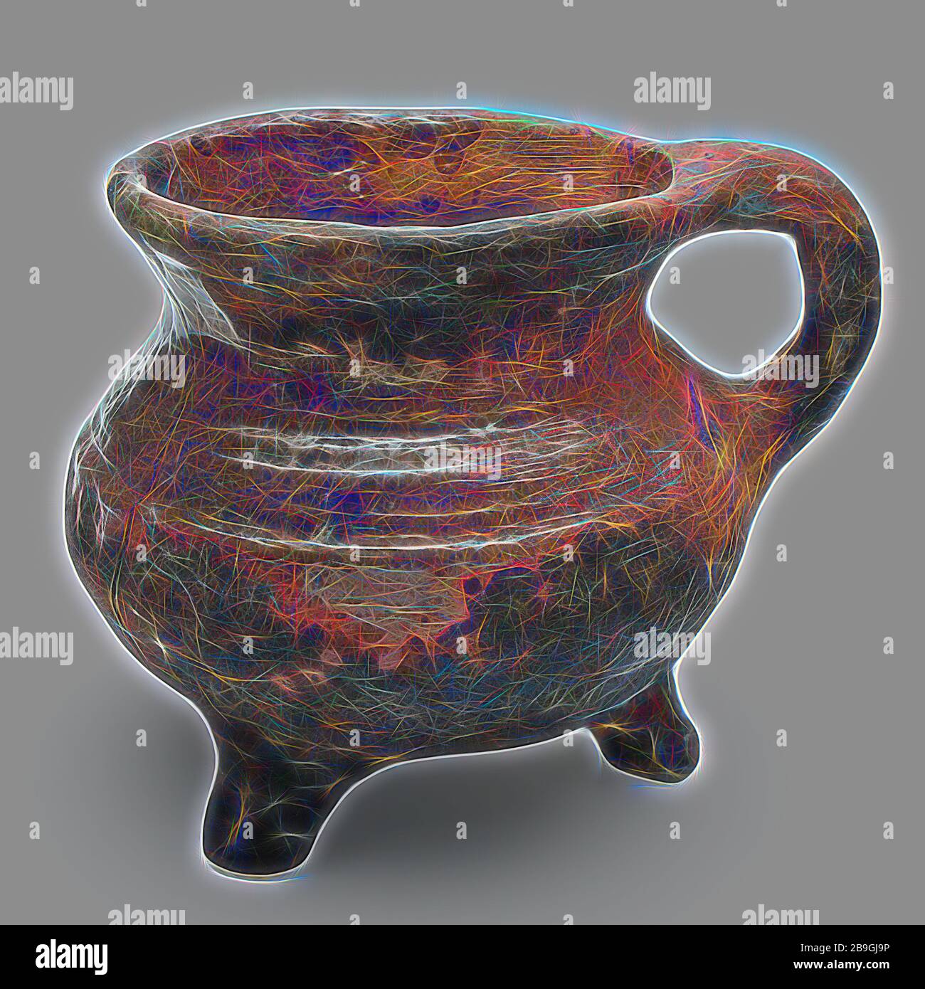 Pottery cooking jug, grape-model, sparingly glazed, sausage ear, on ...