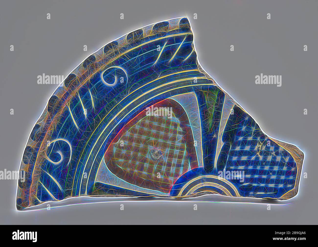Fragment majolica plate with polychrome leaf motifs and sgraffito in ...
