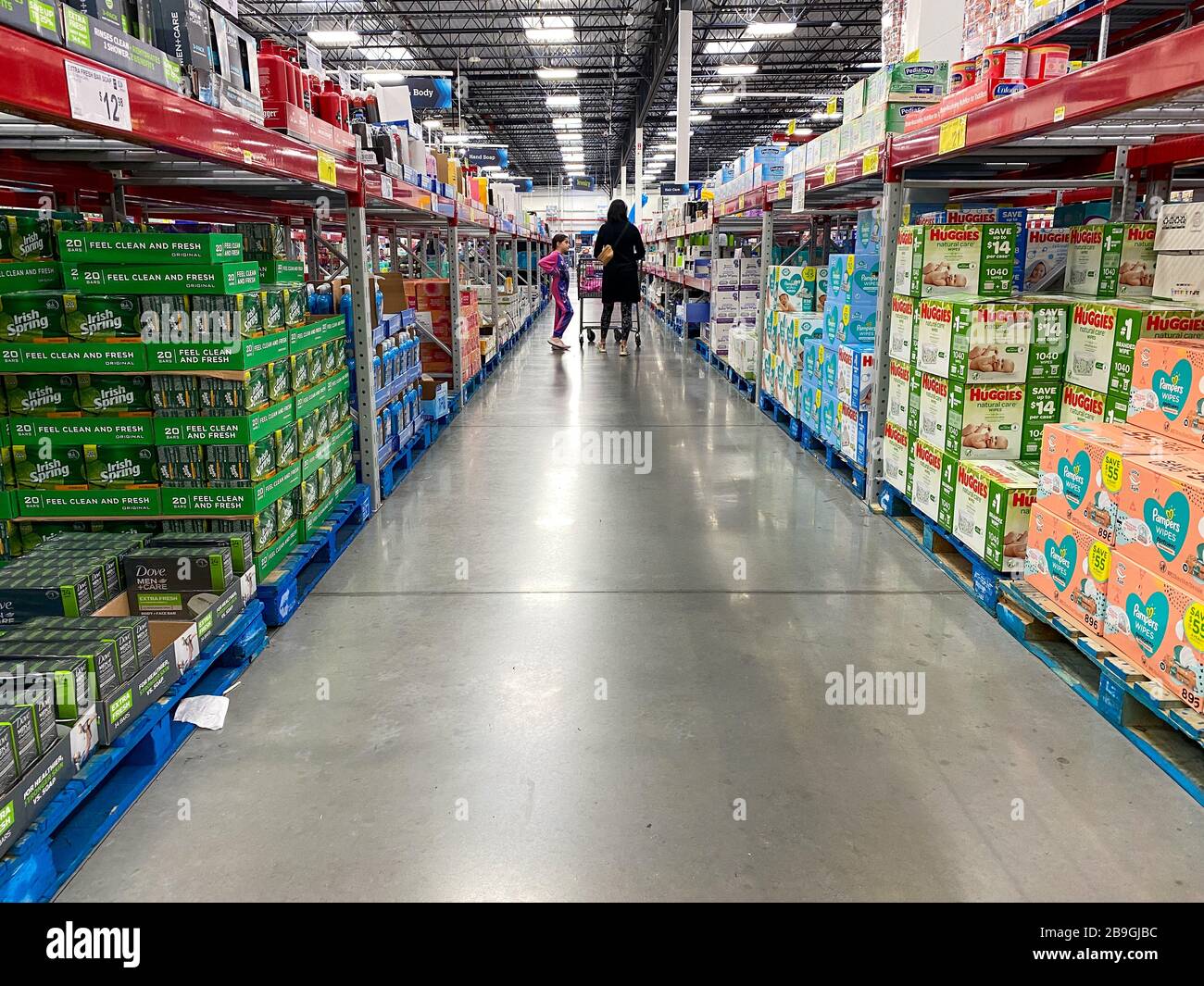Orlando,FL/USA - 3/7/20: The body soap and baby aisle at a Sams Club ...