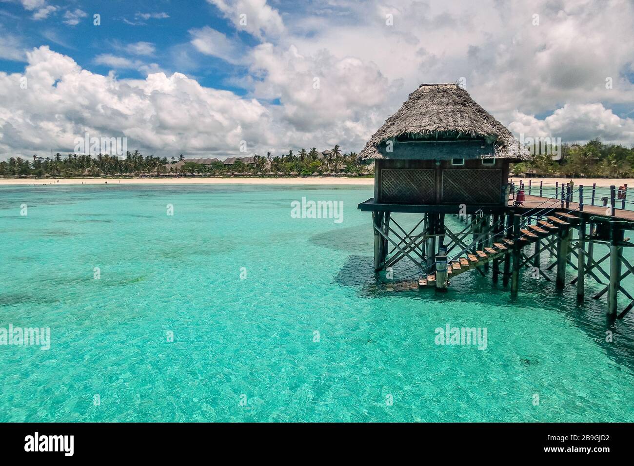 Zanzibar Island, Beautiful clear green blue ocean at the tropical ...
