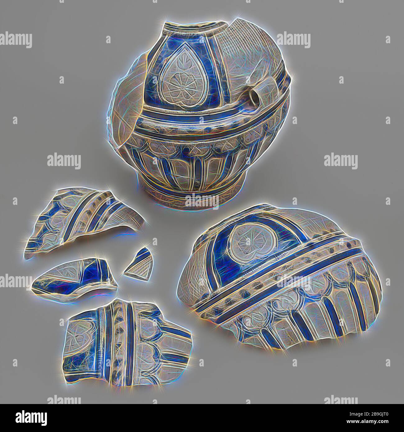 Westerwald jug with lobes, fries and fields carved, blue and gray ...