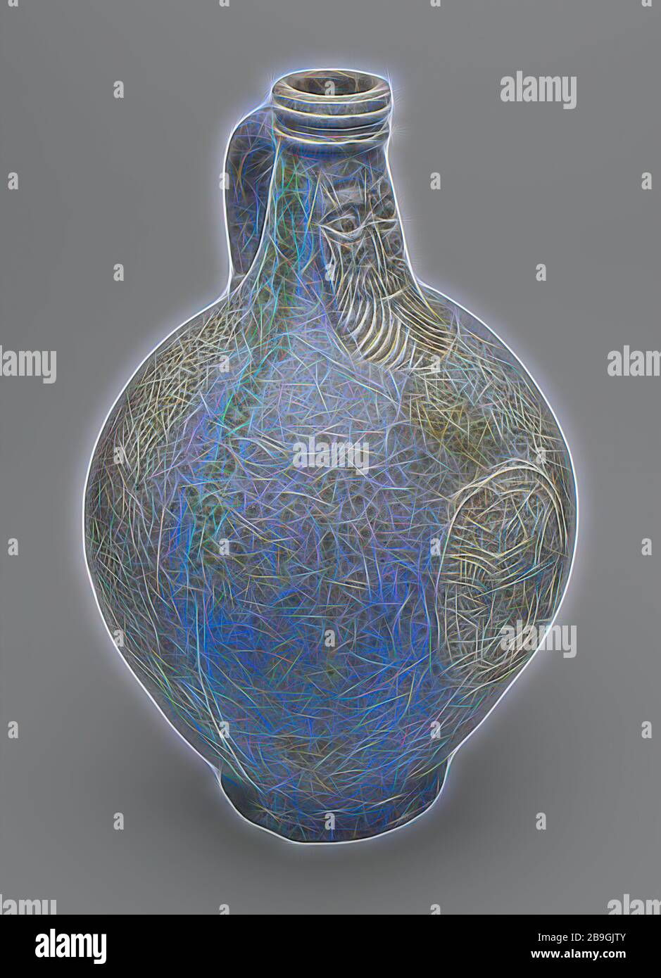 Gray Bartmann jug, also called Bellarmine jug, stoneware, with beard ...