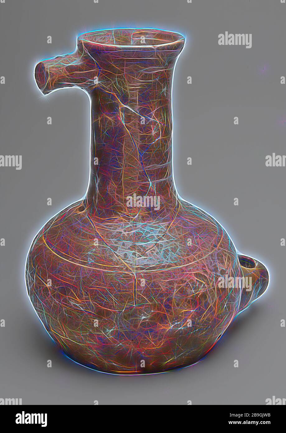 Pottery starling with long neck, roof hole and hanging eye, starch pot ...