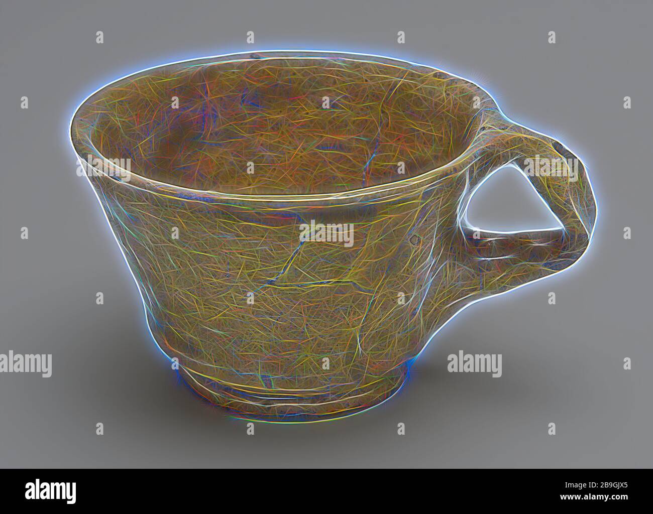 Yellow head with ear, tapered form, constriction above the foot, cup ...