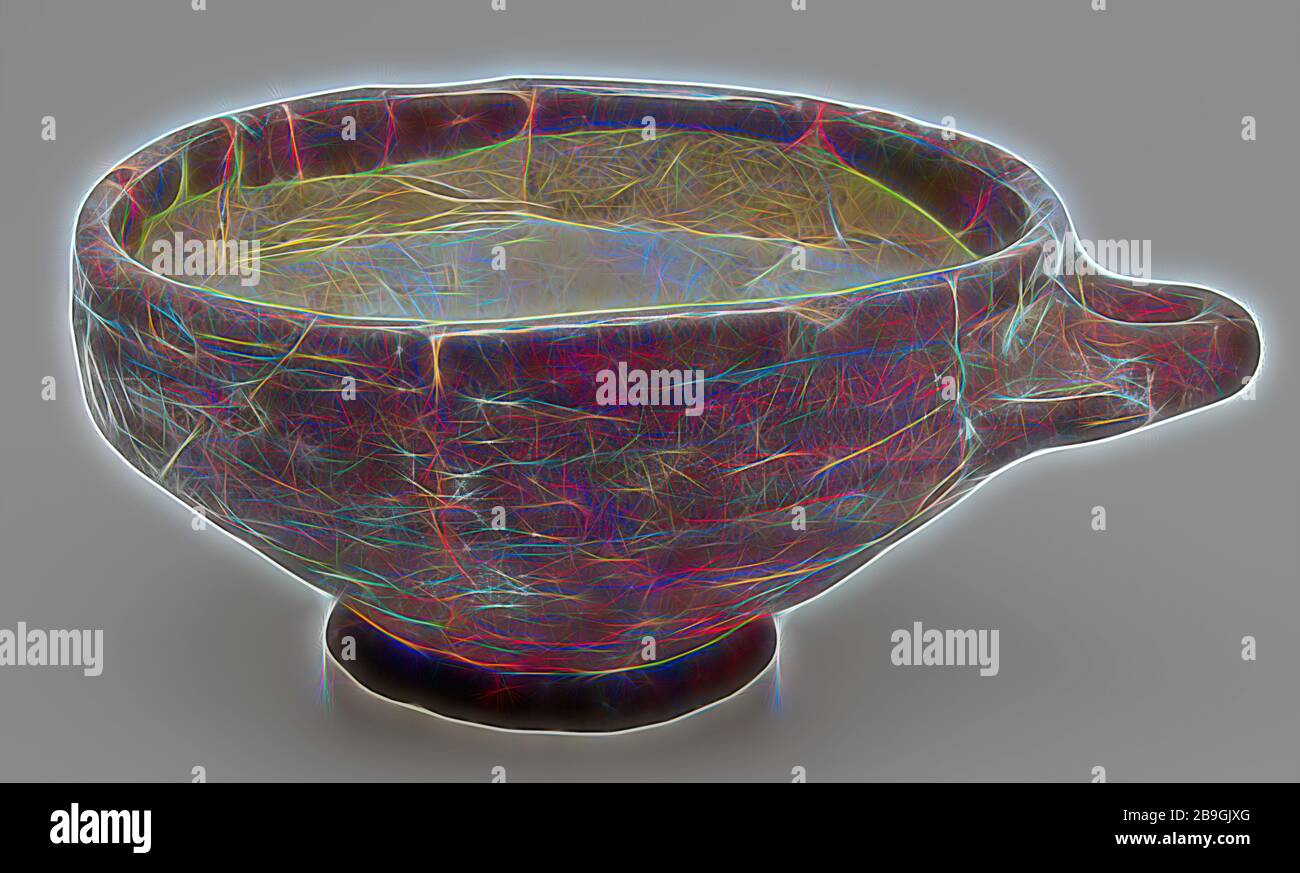 Earthenware pap bowl with lying ear, internal yellow lacquered, papkom ...