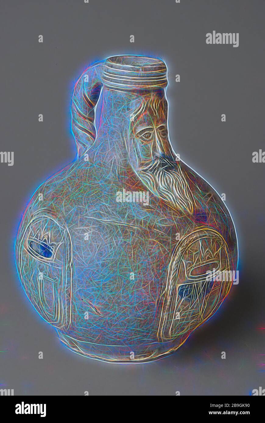 Bartmann jug, also called Bellarmine jug, with weapon and 1615 ...
