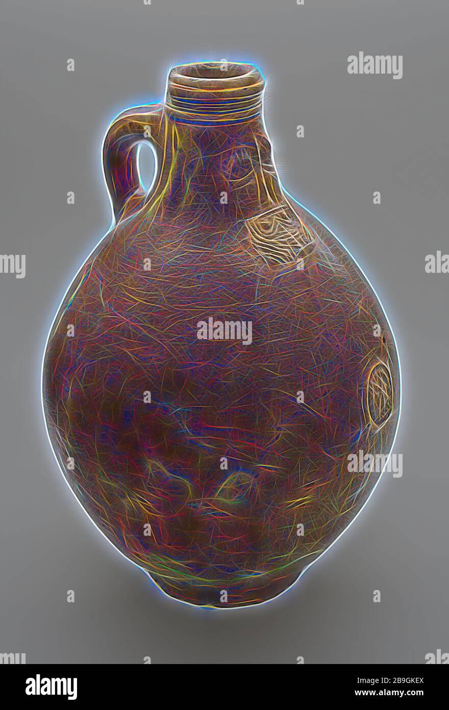 Stoneware Bartmann jug, also called Bellarmine jug, with small rosette ...