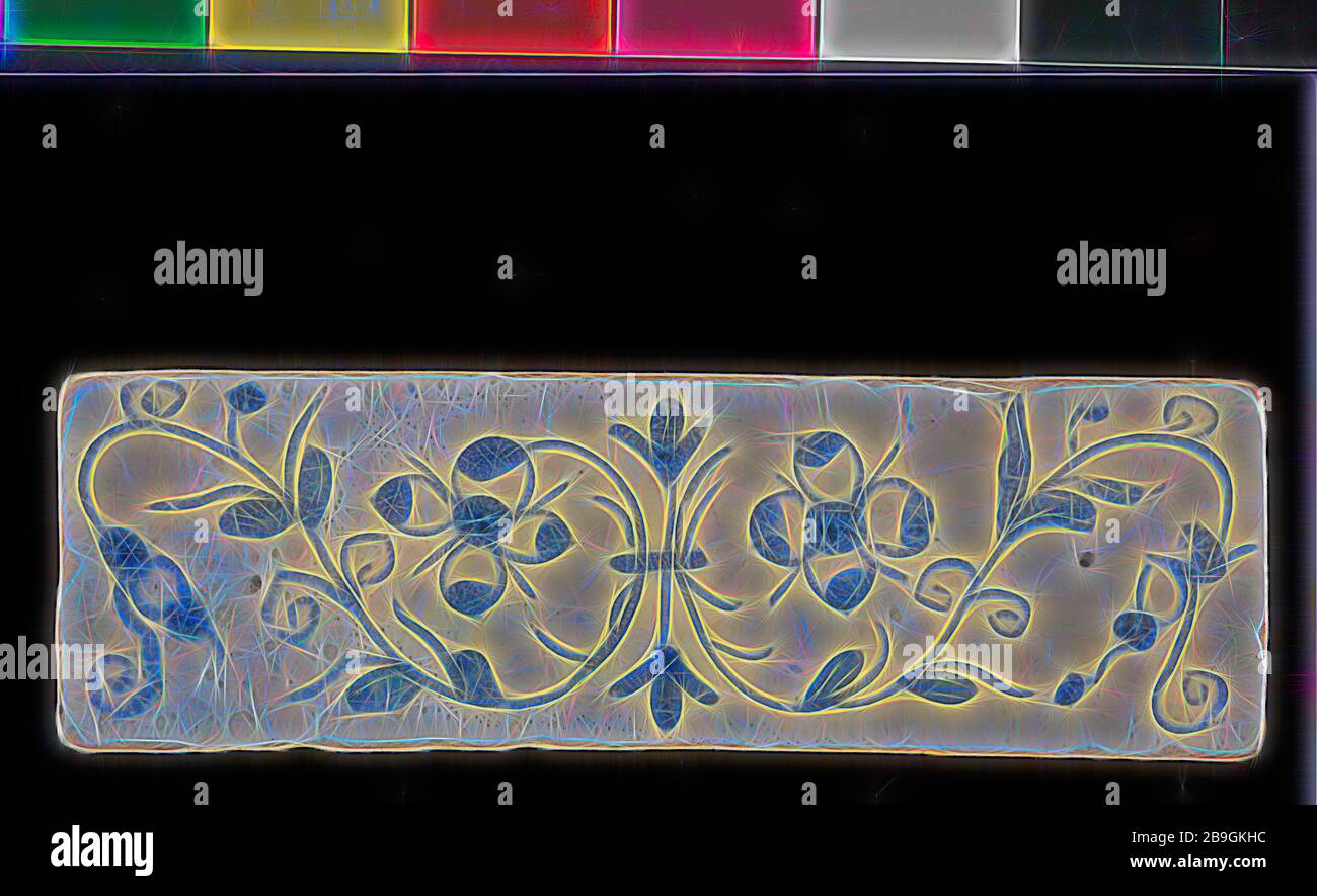 Border tile with flowers and tendrils, blue, edge tile wall tile tile ...