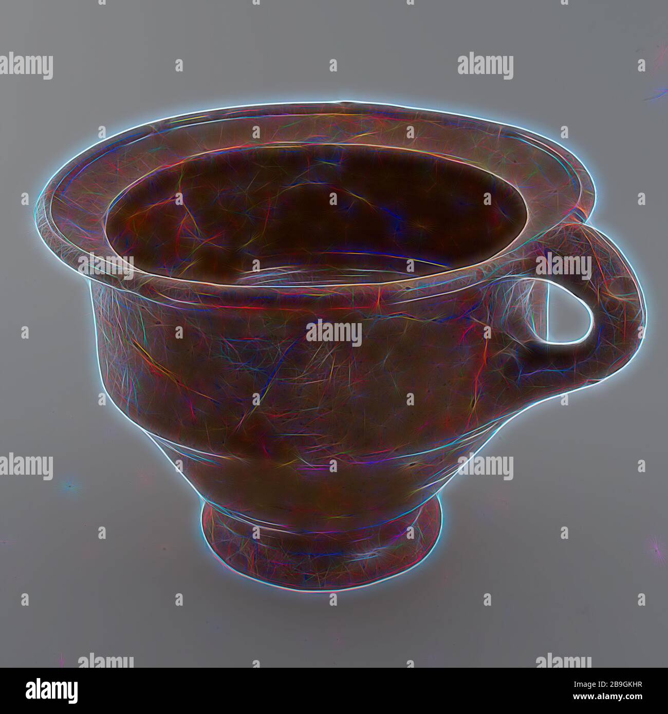 Pottery chamber pot on stand and narrow foot, standing and pinched band ...