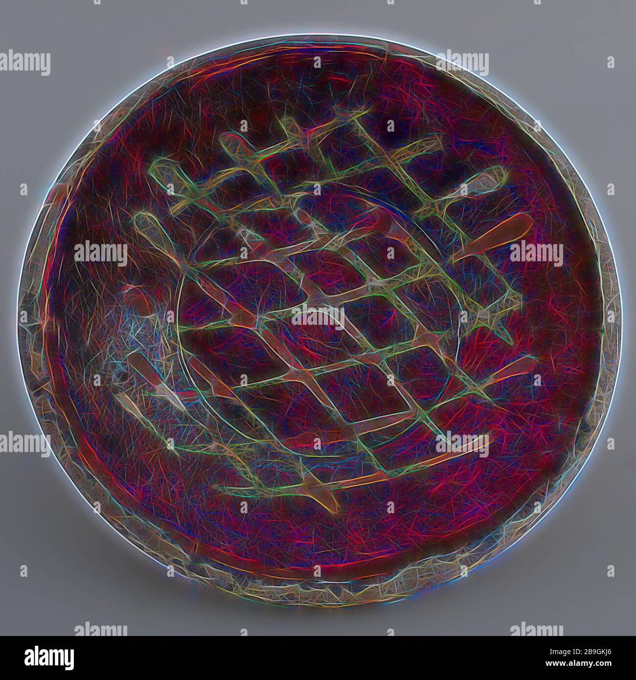 Earthenware plate with yellow waffle pattern in sludge technology ...