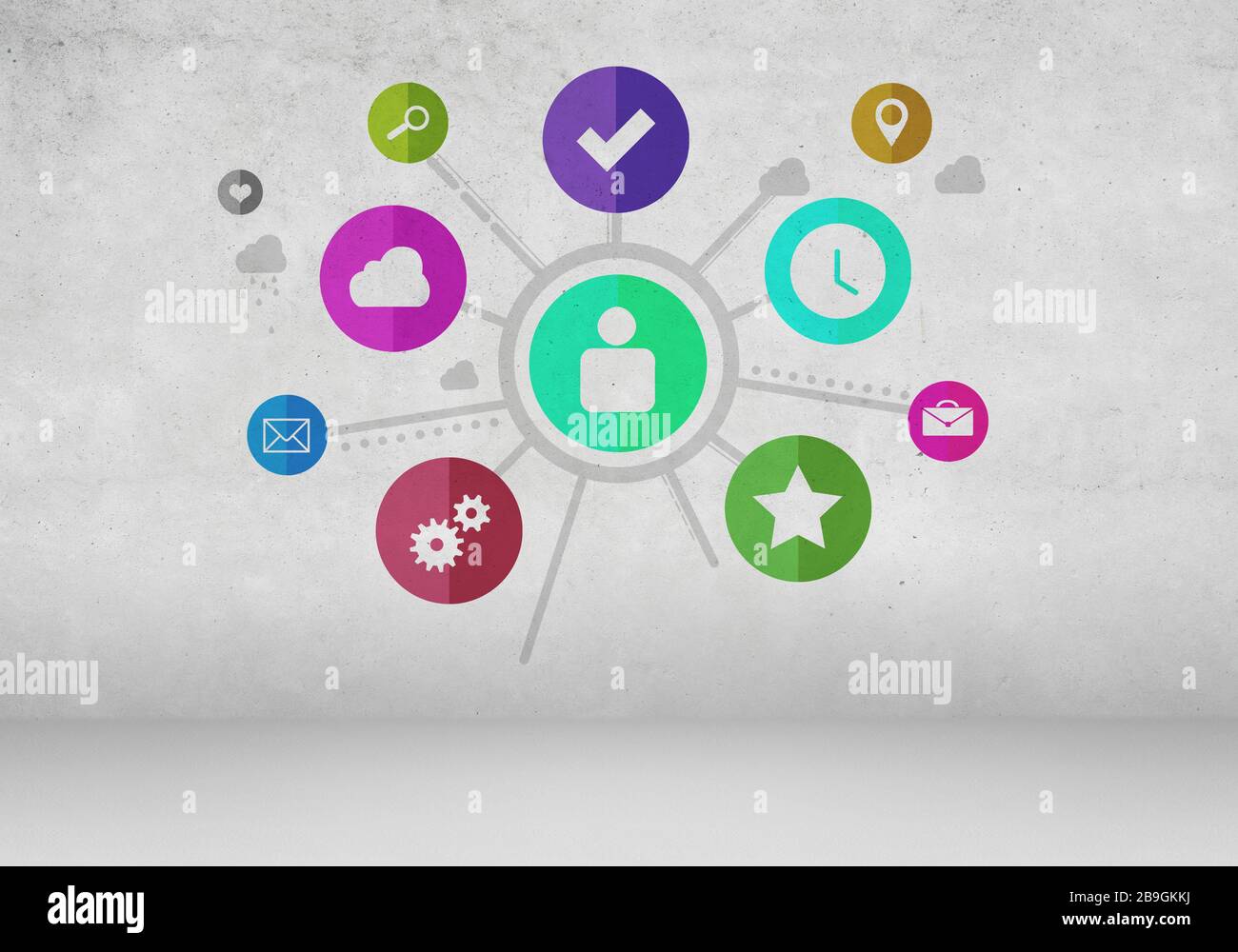 User interface on wall background Stock Photo - Alamy