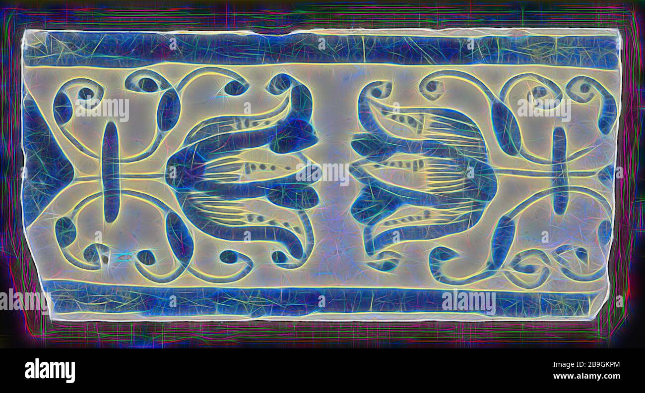 Border tile with tulips, blue, edge tile wall tile tile sculpture ...