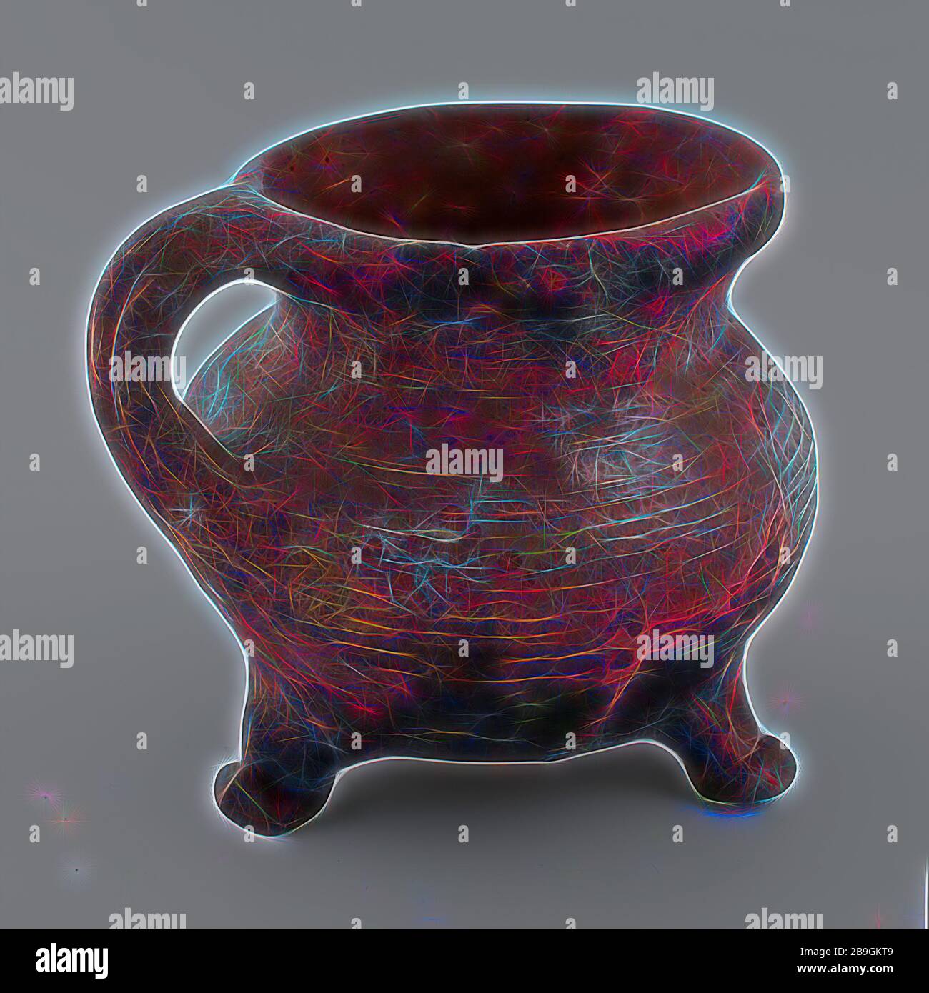 Pottery cooker on three legs, sausage ear and sparing lead glaze, grape ...