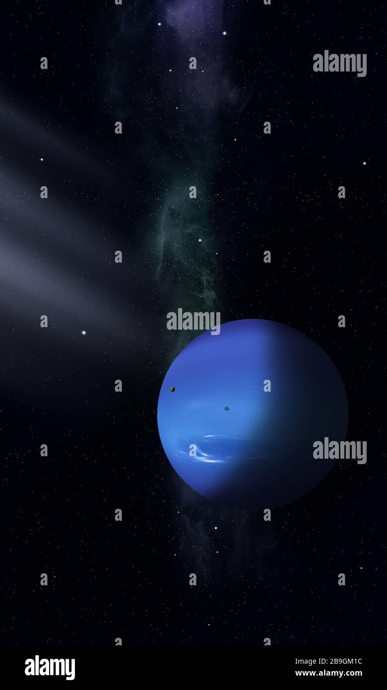 3d space illustration of neptune with satellite Stock Photo - Alamy
