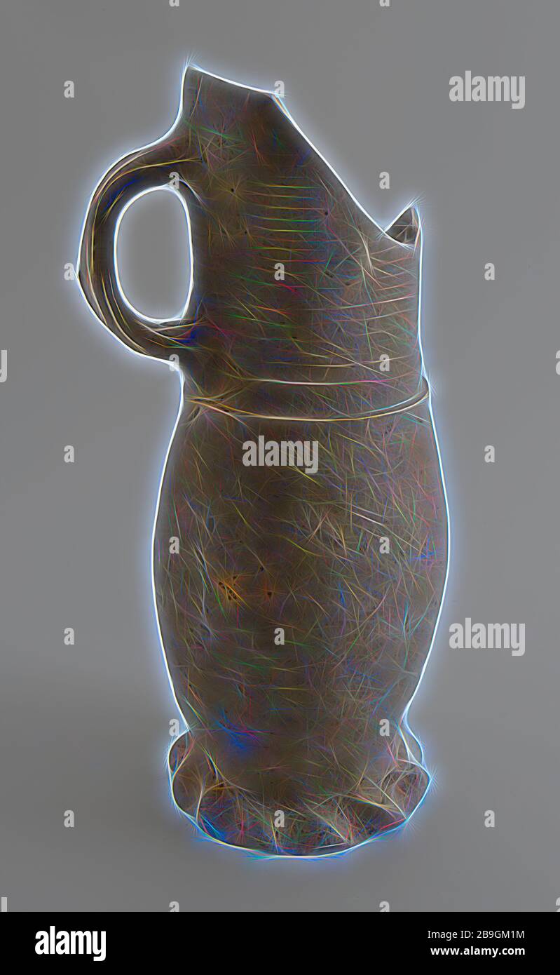 Stoneware jug be on pinched foot, slim model with cylindrical neck, jug ...