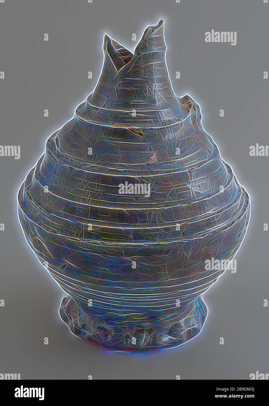 Gray stoneware jug with pinched foot, around greasy twisted lips, jug ...