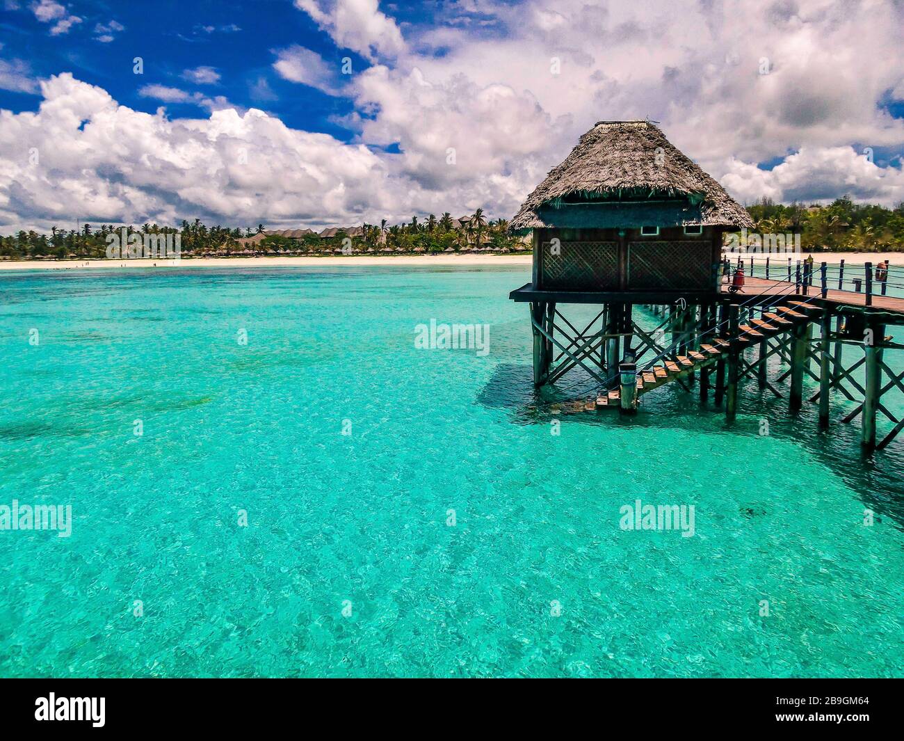 Zanzibar Island, Beautiful clear green blue ocean at the tropical ...