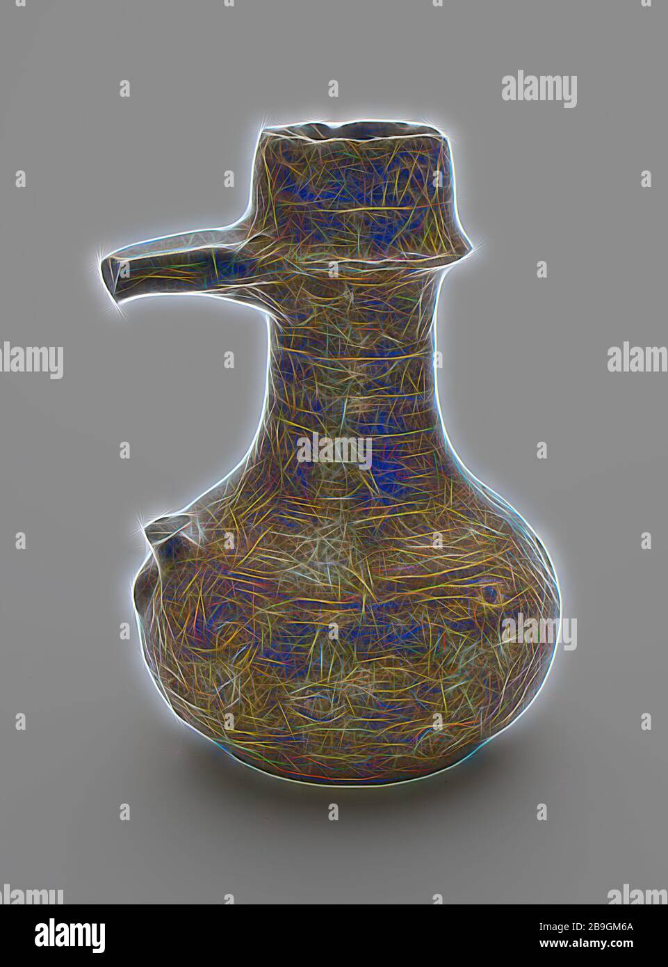 Small stoneware jug with ear, low belly and long neck, stand surface ...