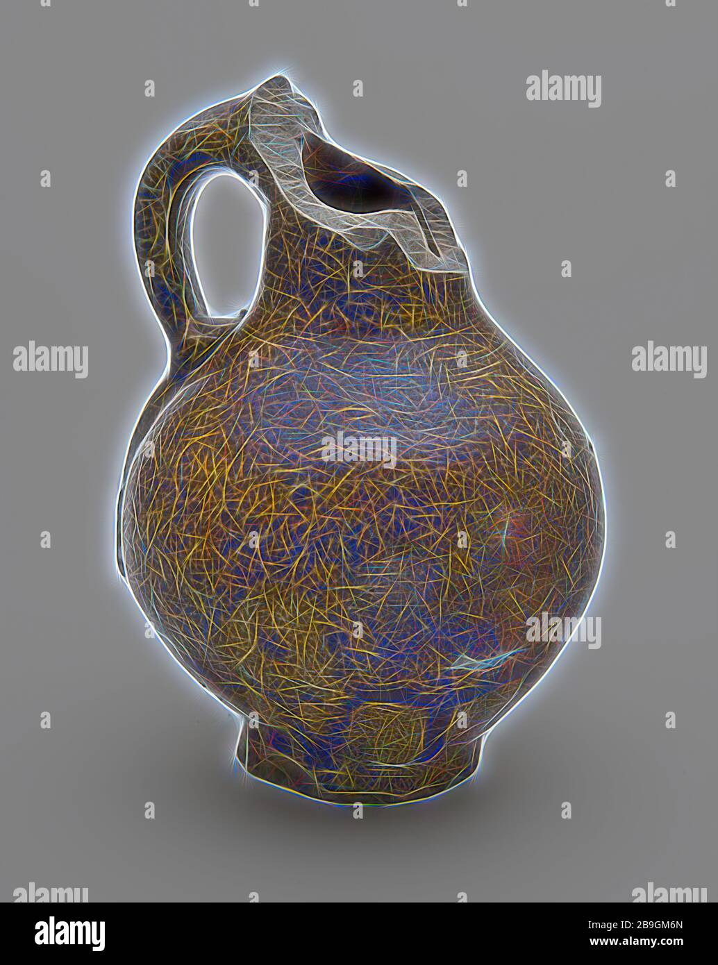 Small stoneware jug with band ear and tail, ball-shaped model, jug ...