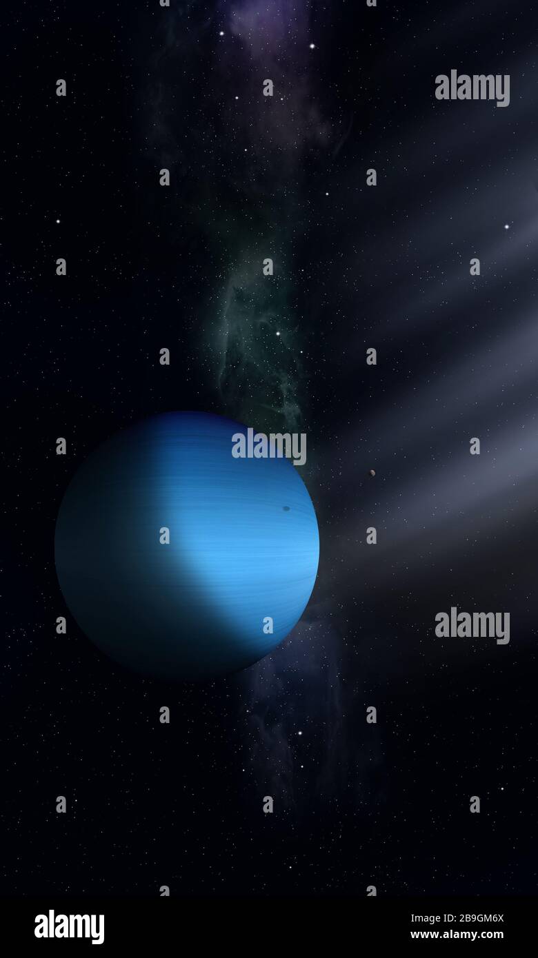 3d space illustration of uranus with satellite Stock Photo - Alamy