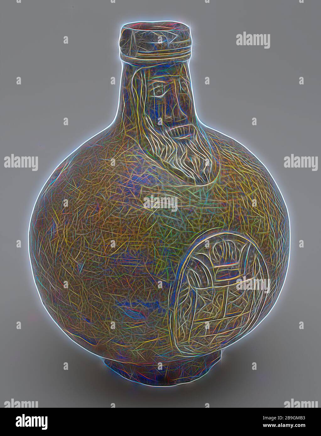 Brown Bartmann jug, also called Bellarmine jug, jug with beard mask ...