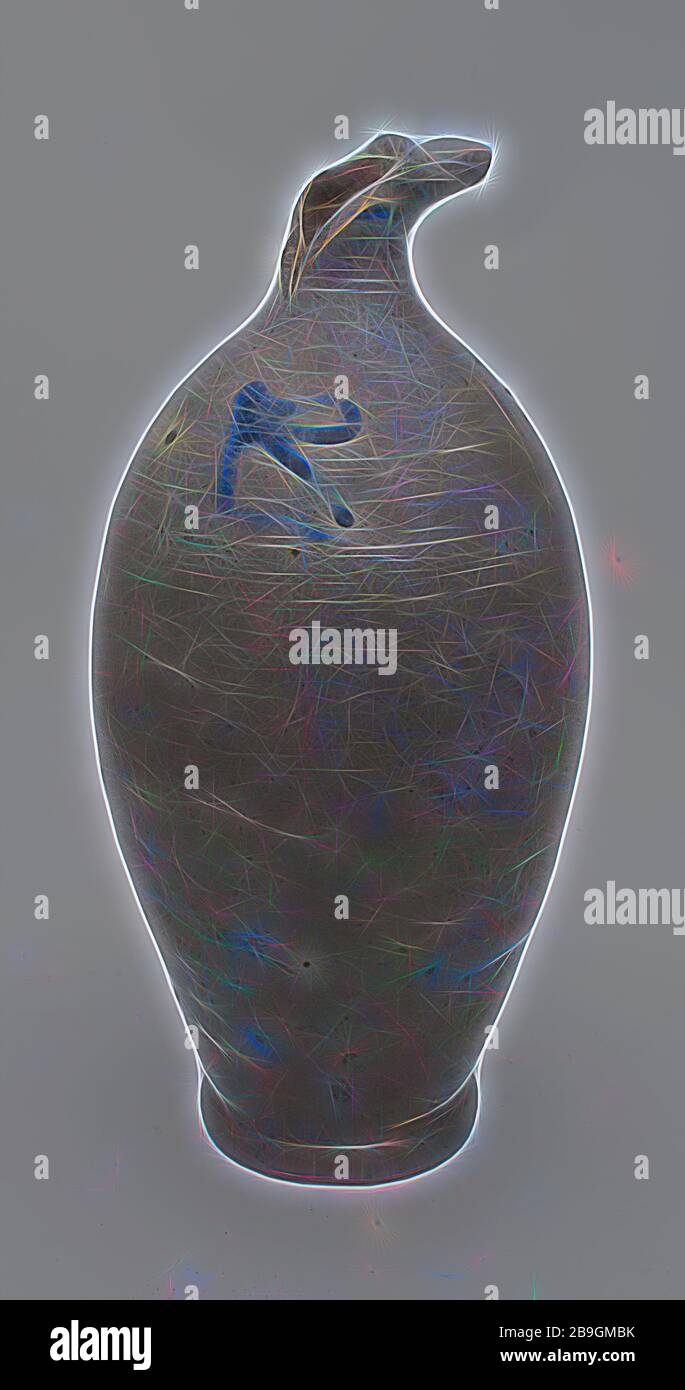 Vaulted mineral pitcher on small stand, stoneware, on shoulder blue ...