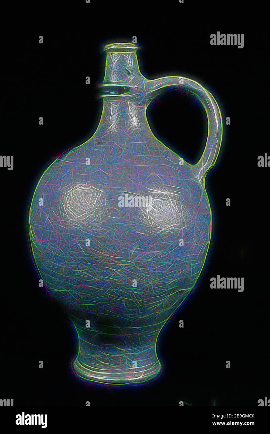 Stoneware mineral water pitcher with round belly, narrow neck and foot ...