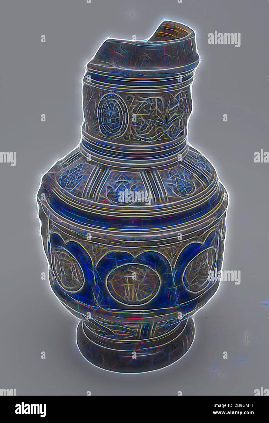 Stoneware jug with around belly arcade with portrait medallions, ear ...