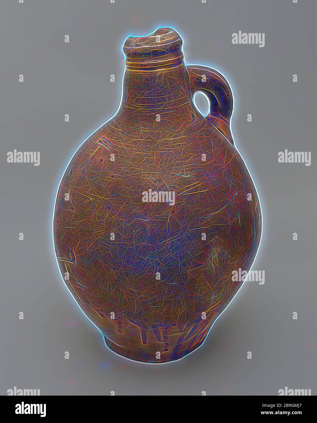 Stoneware jug with sausage ear, with indentation in belly, marked on ...