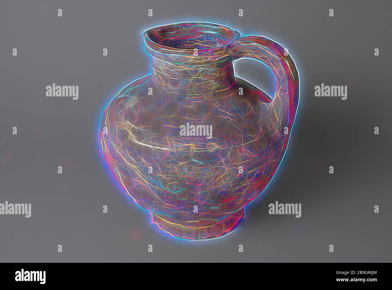 Pottery water jug, can be used on stand, cuff collar with pouring clip ...