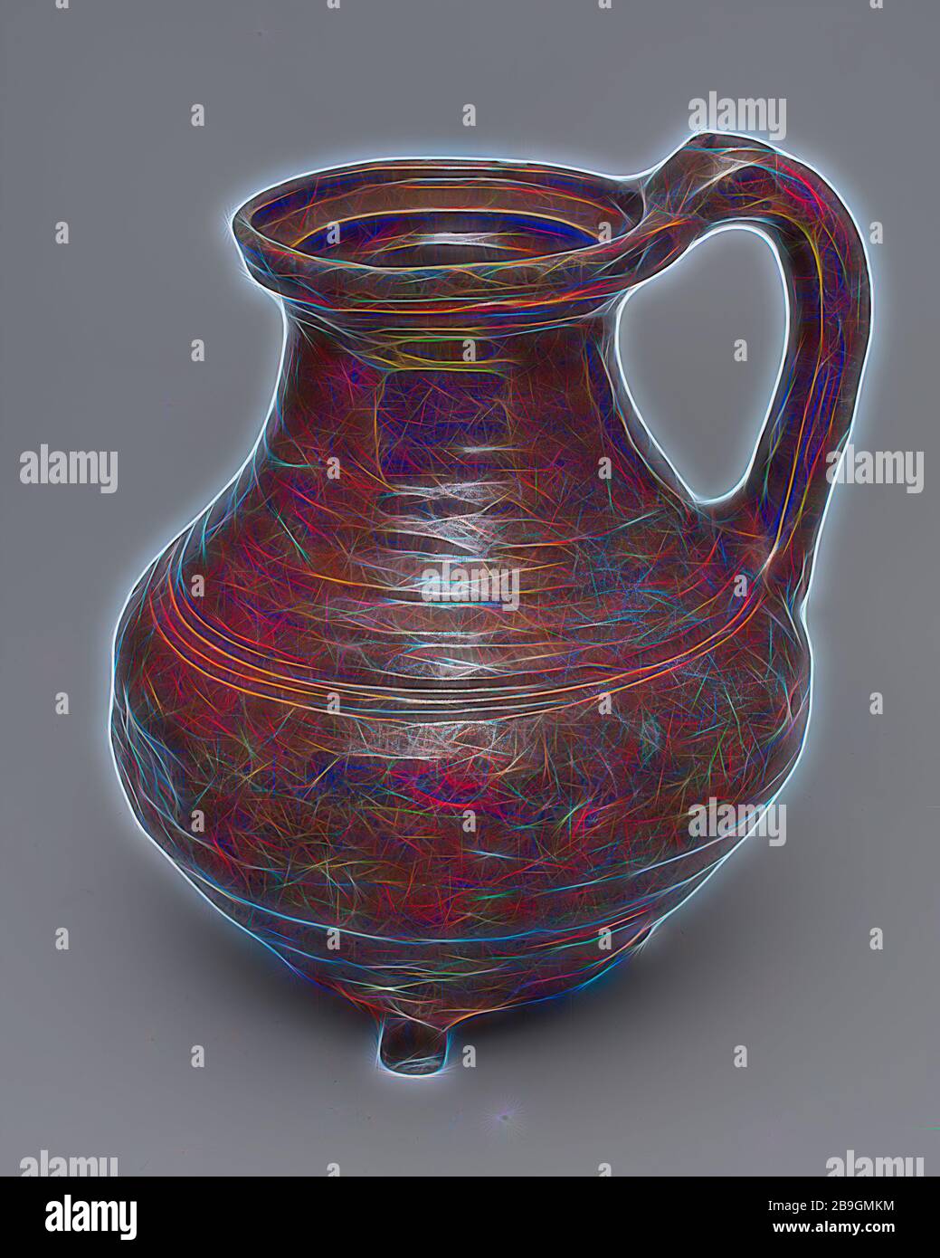 Pottery cooking jug, can be placed on three legs, low belly, twisted ...