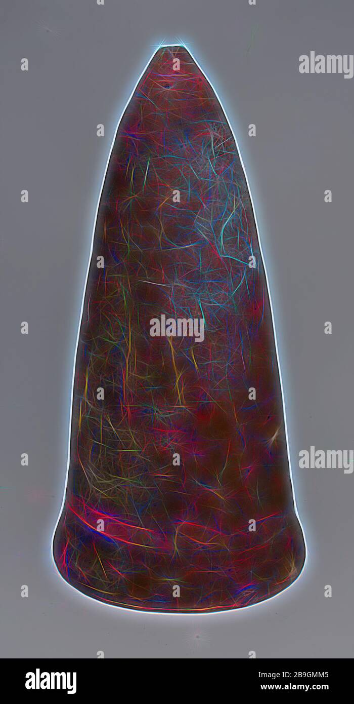 Earthenware cone, unglazed, without foot, ending in point with hole ...