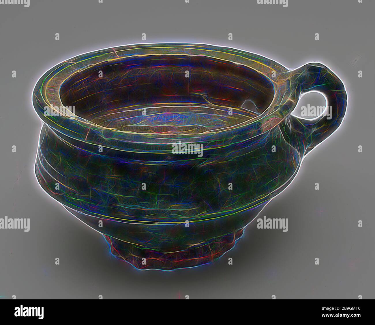 Pottery chamber pot, easy to use on pinched stand, green and yellow ...