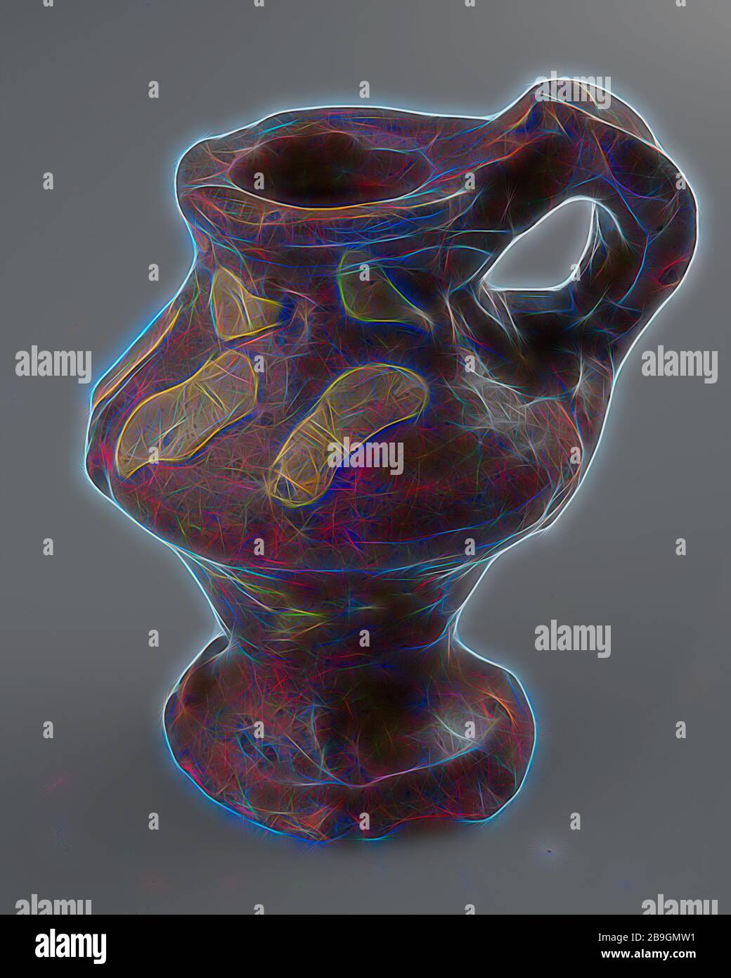 Pottery jug be used on stand foot, double conical with high band ear ...