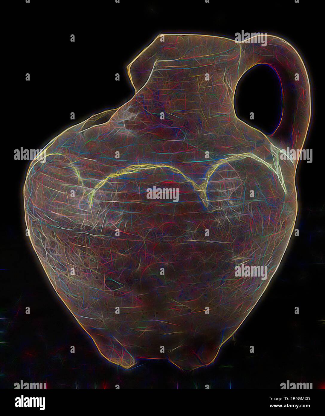 Pottery jug be used on stand fins with standing sausage ear, decorated ...