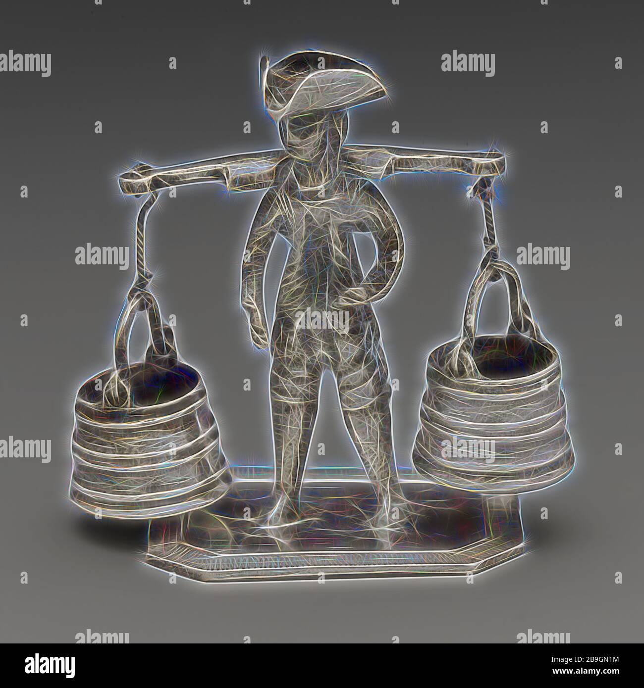 Silversmith:, Silver miniature milkman with stitch and yoke with two ...