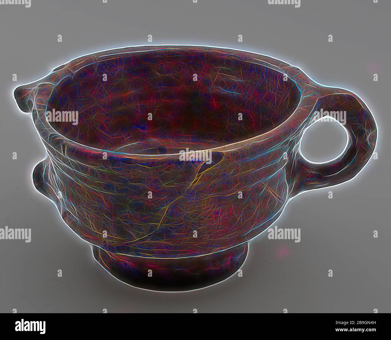 Earthenware pap bowl, red shard, glazed, two pinched sausage ears, on ...