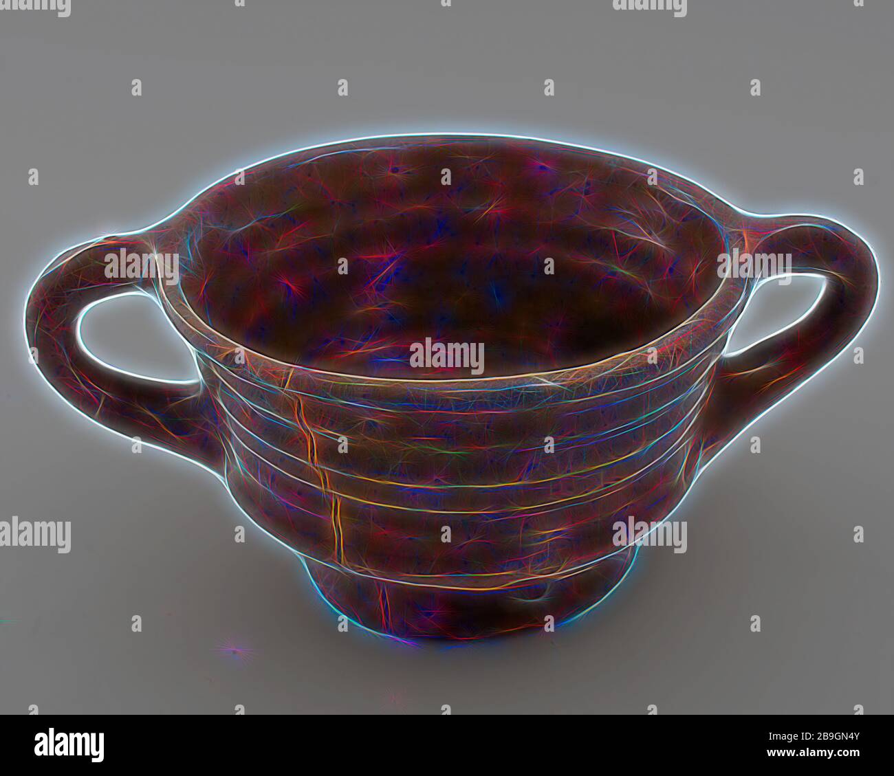 Earthenware pap bowl, red shard, fully glazed, two pinched sausage ears ...