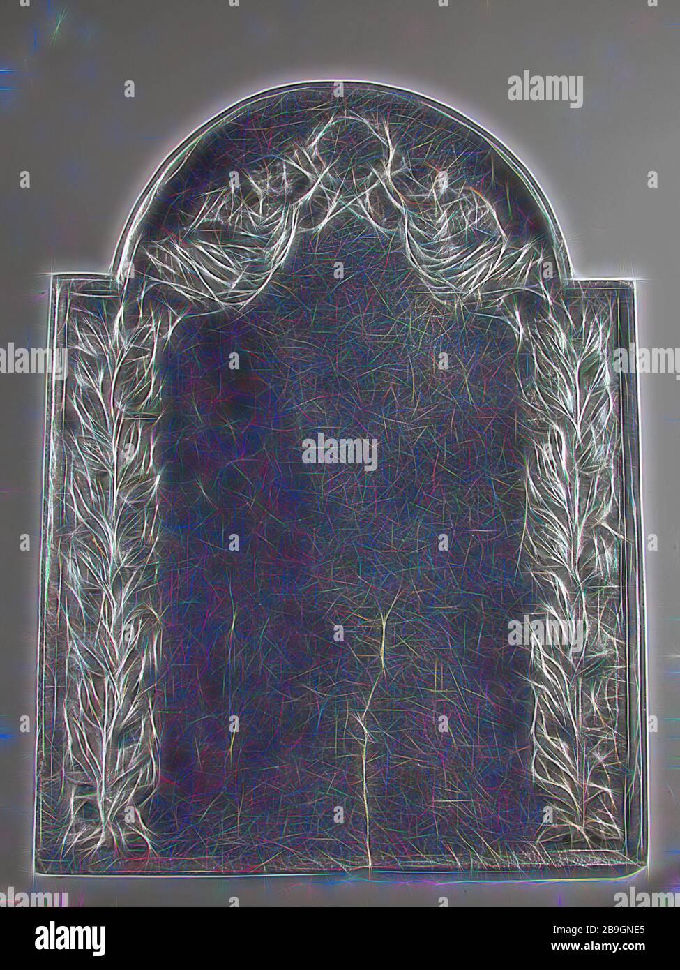 Fireback with angels, laurel wreath and tulips, fire place iron, cast ...