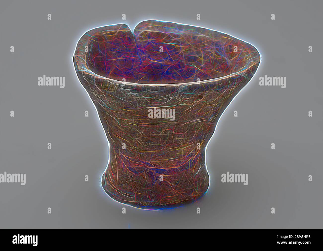 Earthenware, funnel-shaped model with one straight side, on stand foot ...