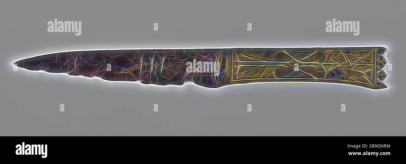 Steel knife with machined copper handle, on which JHESUS and MARIA ...