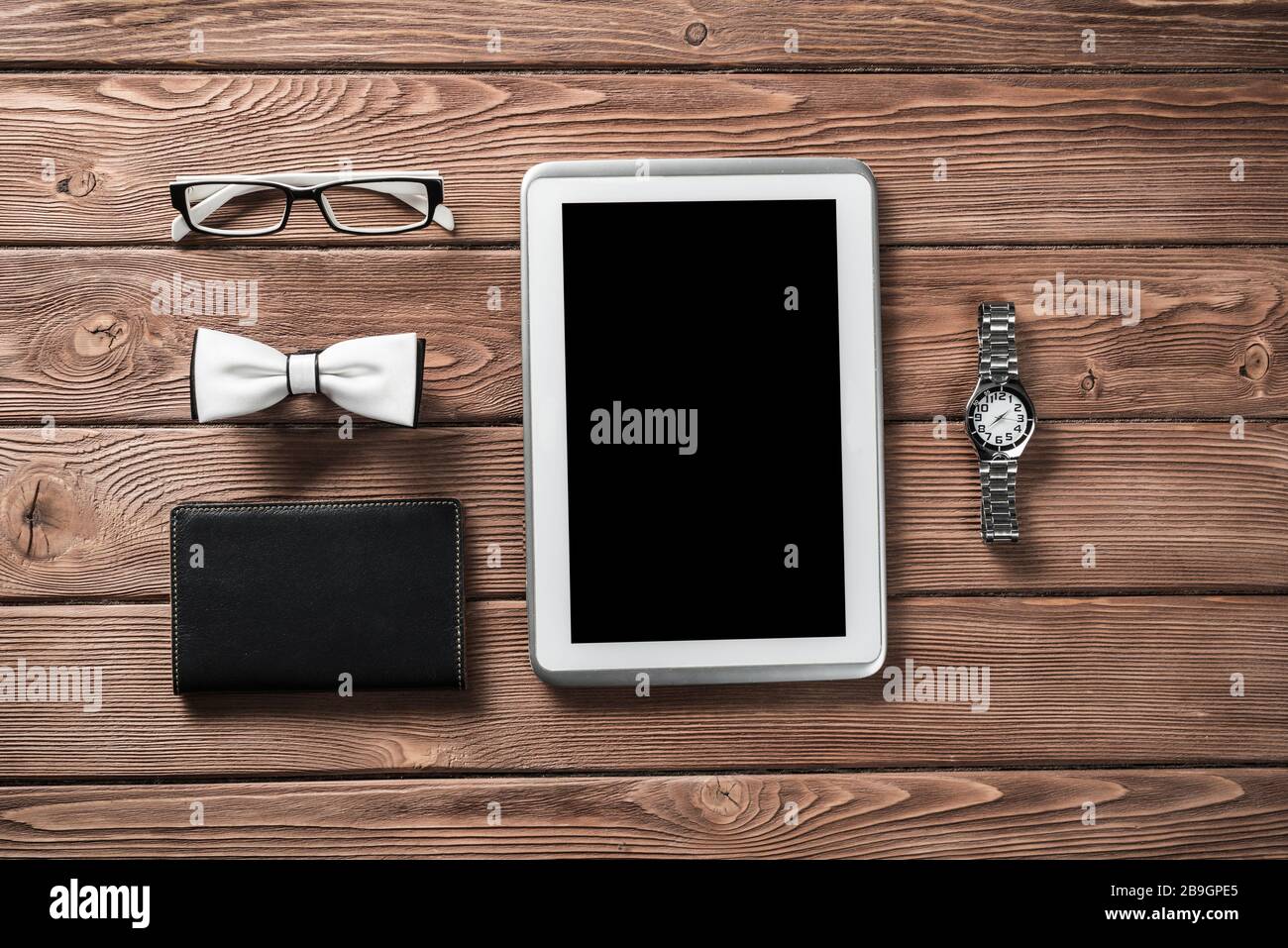 Hipster set on wooden table Stock Photo - Alamy