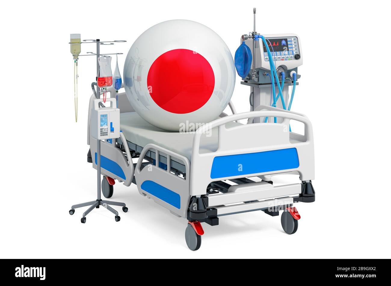 Japanese Healthcare, ICU in Japan. 3D rendering isolated on white ...