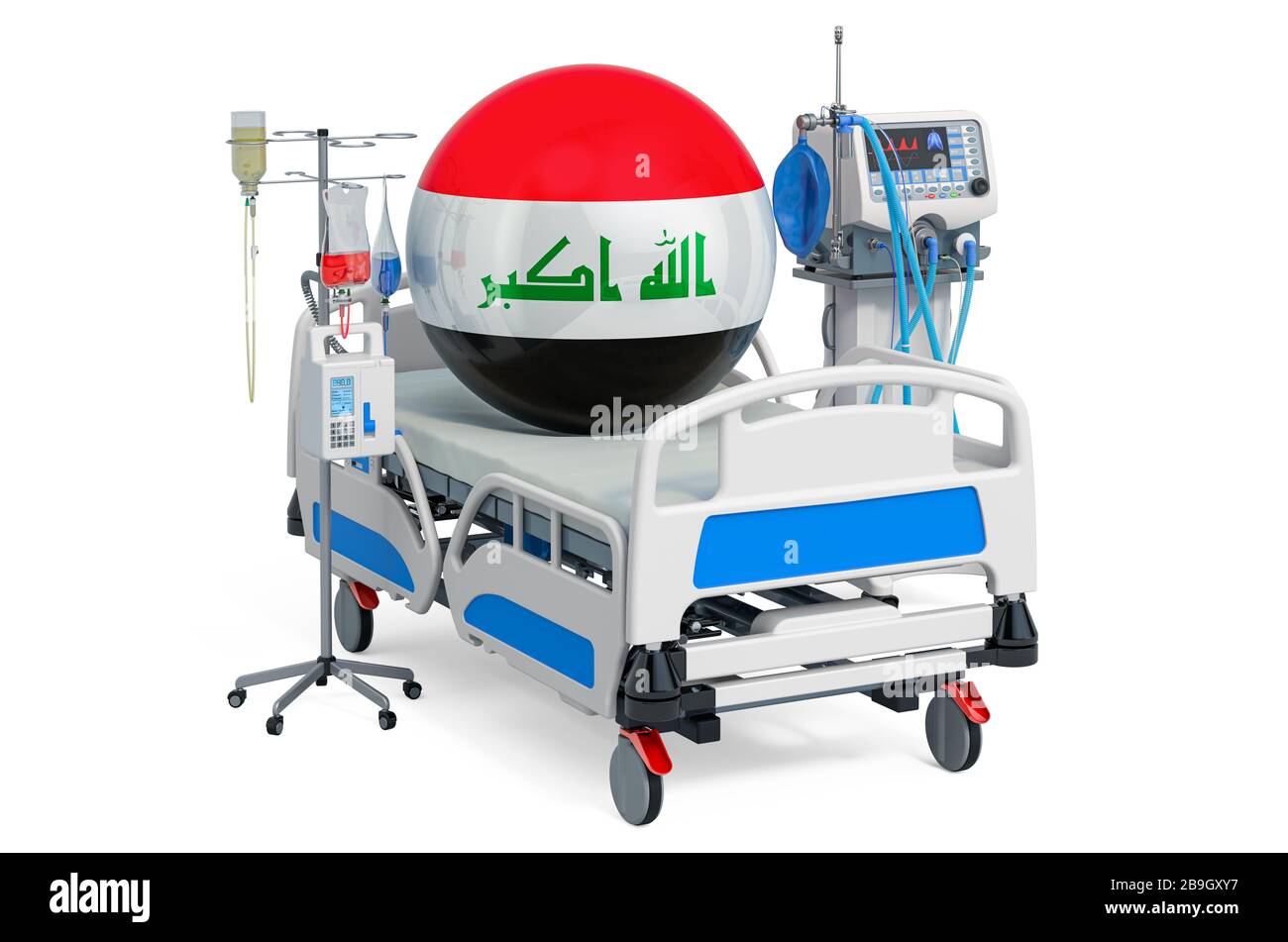 Iraqi Healthcare, ICU in Iraq. 3D rendering isolated on white ...