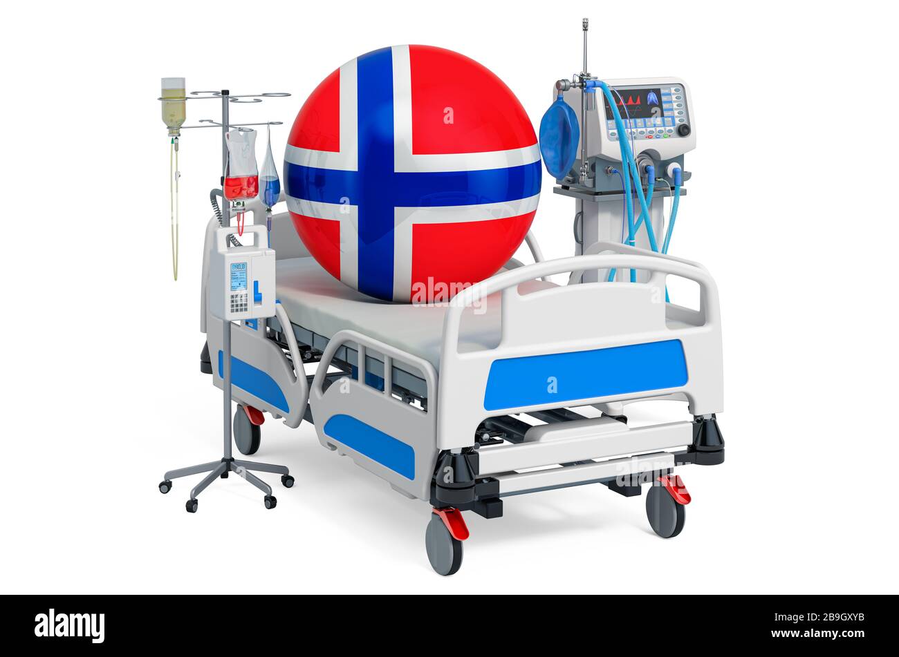 Norwegian Healthcare, ICU in Norway. 3D rendering isolated on white ...