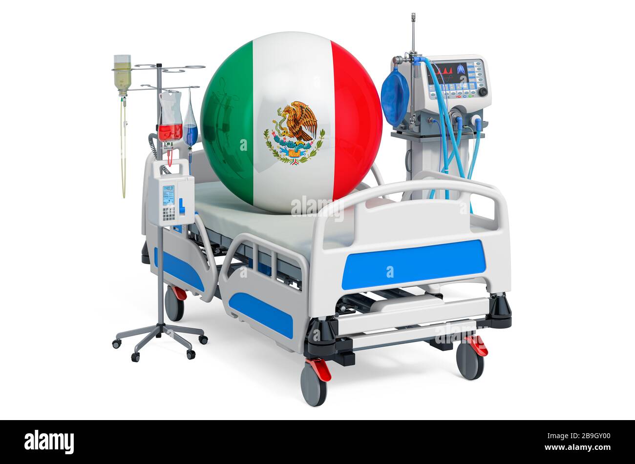 Mexican Healthcare, ICU in Mexico. 3D rendering isolated on white ...