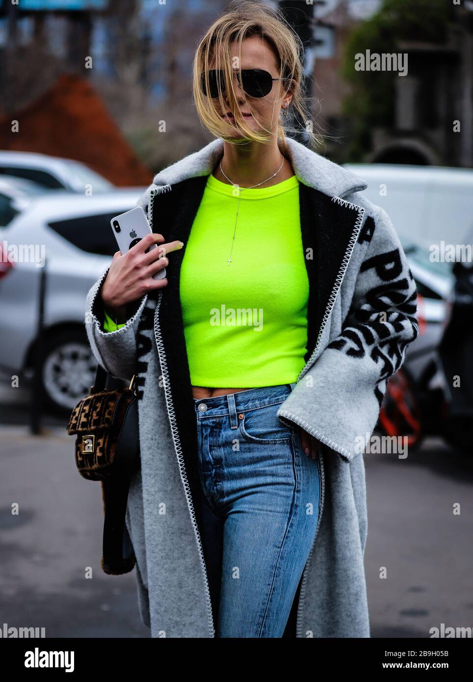 PARIS, France- March 1 2019: Ines Mannei on the street in Paris Stock ...