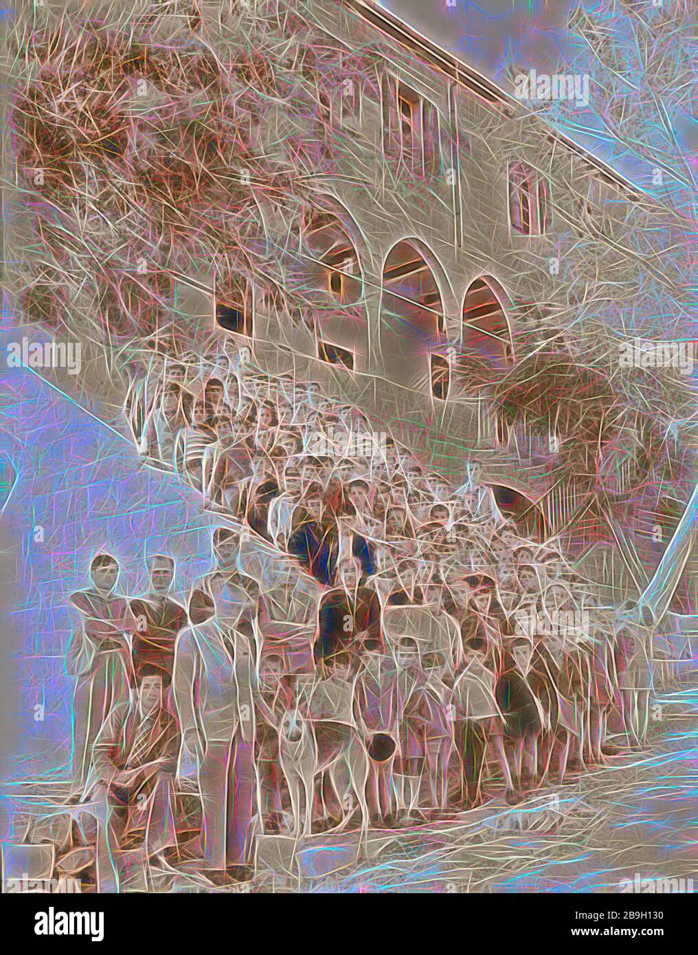 Mr. Oliver's school, Ras-el-Matn. School group on steps, taken from the ...