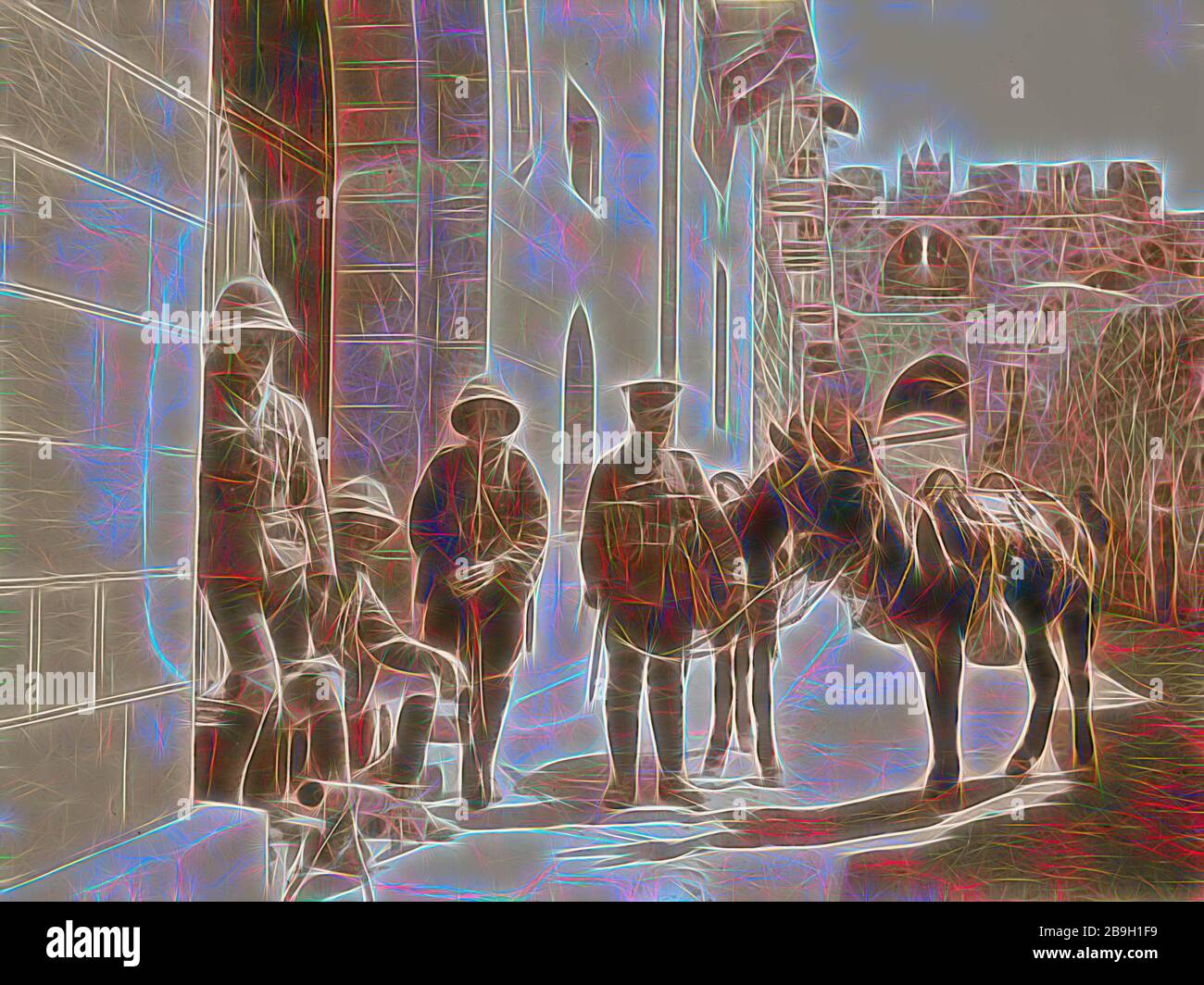 British soldiers with Lewis guns inside the Lion's Gate, St. Stephan's ...