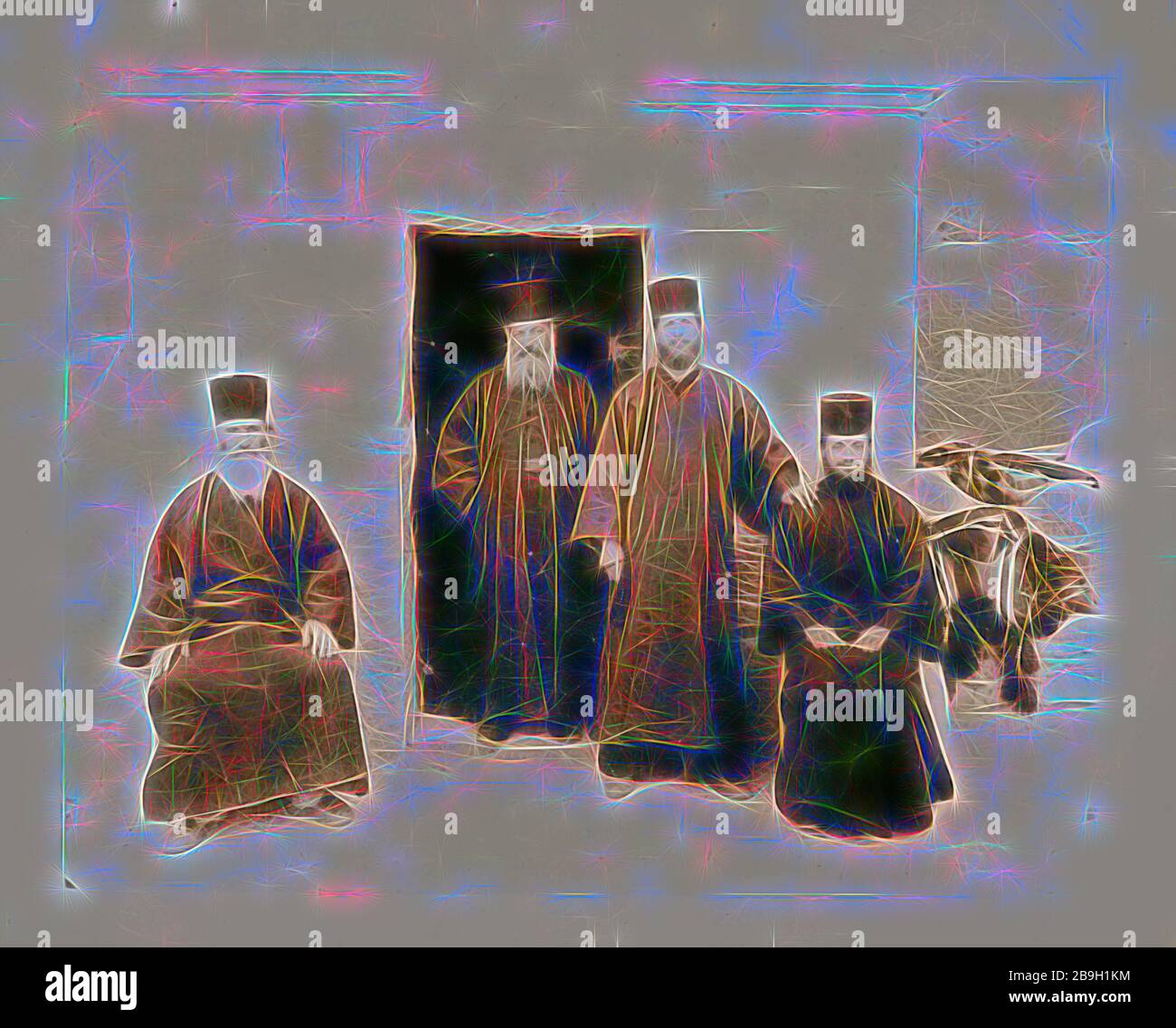 Sinai. Monastery of St. Catherine, Greek monks at the modern entrance ...